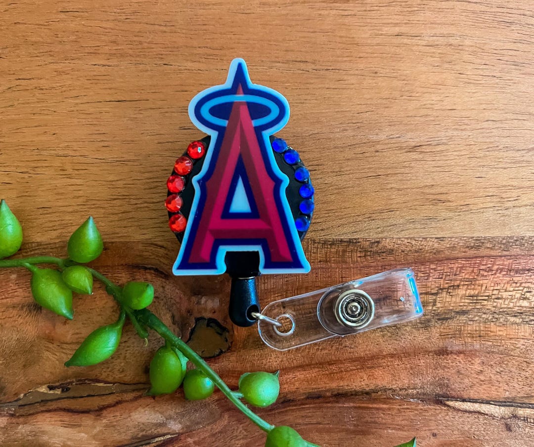 Angels Baseball Badge - Rhinestone Badge Holder - Bling Retractable ...