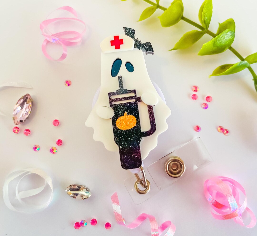 Acrylic Badge Reel - Ghost - Badge Holder - Retractable Badge Reel - ID ...