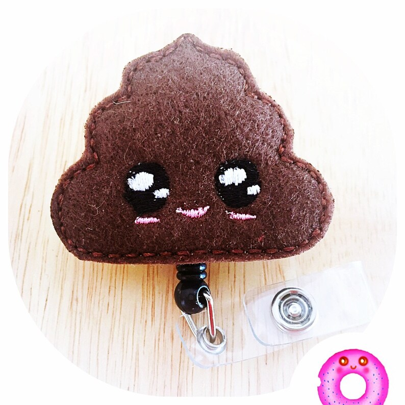 Feltie Badge Reel Poop Emoji Badge Holder Retractable - Etsy