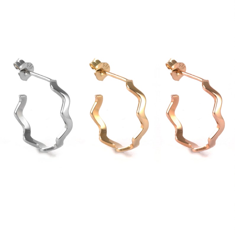 Solid Gold Zig Zag Hoop Earrings: Modern Geometric Jewelry - Etsy