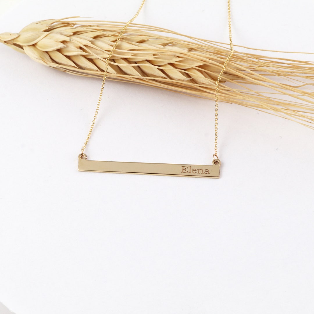 Gold Bar Necklace Personalized Engraved Gold Bar Gold Bar - Etsy