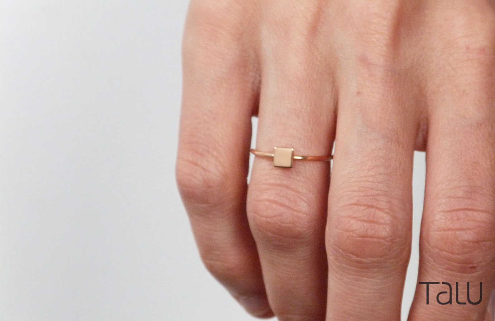 Gold Ring With Square Everyday Geometrical Design for Woman - Etsy