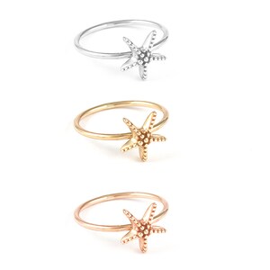 Solid Gold Starfish Ring, Gold Star of Sea Ring, Ocean Lover Gift Idea ...