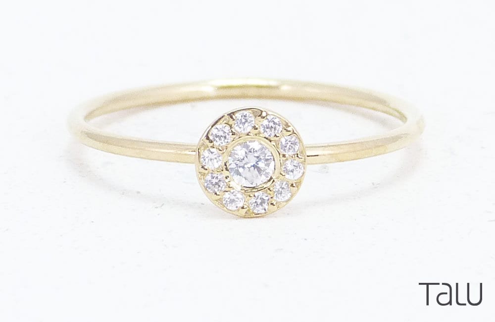 Proposal Ring Gold Diamond Ring for Anniversary Wedding Gift | Etsy