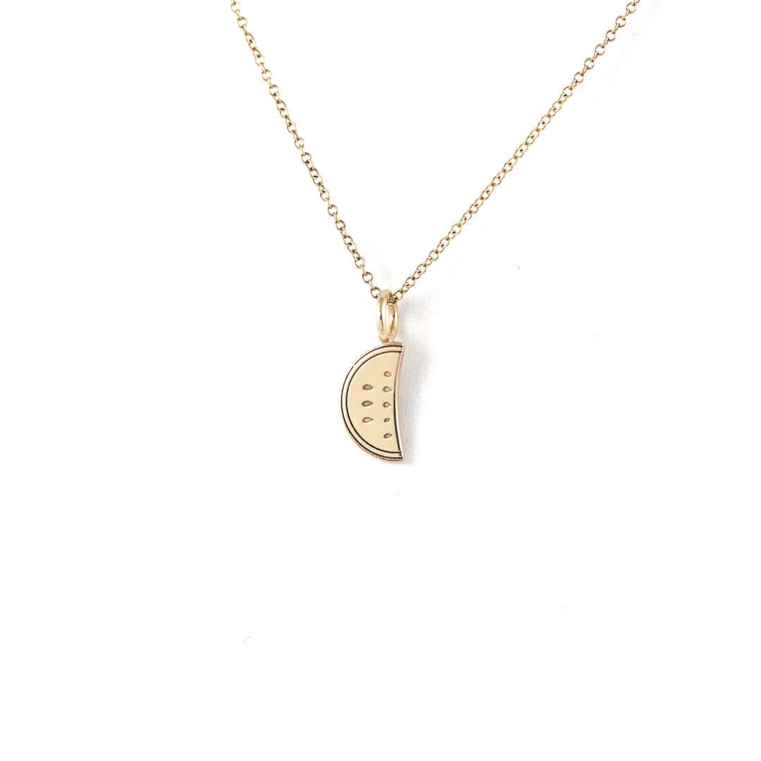 Gold Watermelon Pendant, Watermelon Necklace, Watermelon Slice Charm ...