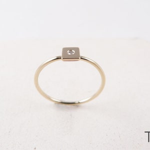 Simple Band With Gold Square With a Small Diamond Gold Shape - Etsy