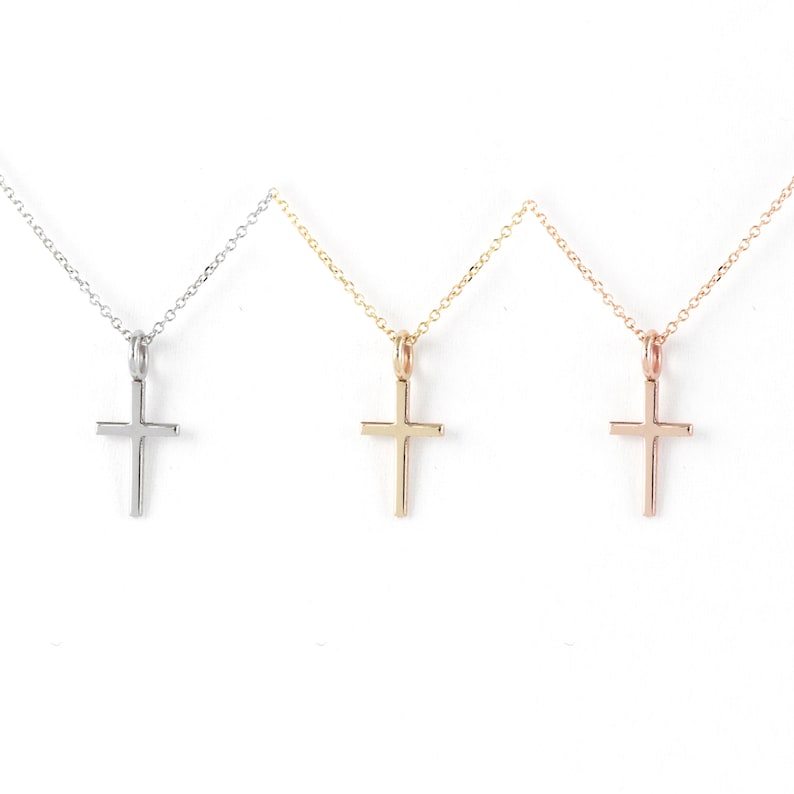 Collier pendentif croix en or massif : cadeau de baptême délicat - Etsy ...