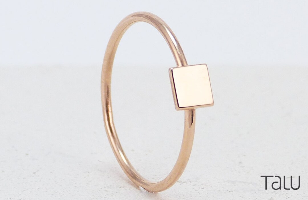 Gold Ring With Square Everyday Geometrical Design for Woman - Etsy