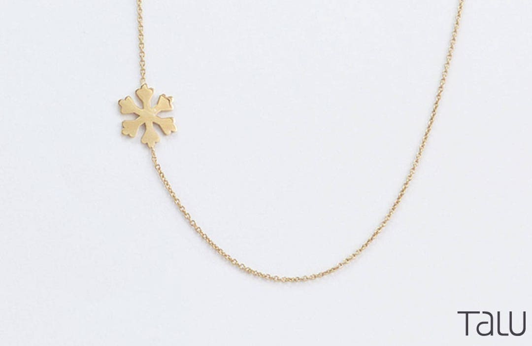 Sideways Gold Snowflake, Noel, Winter Jewel, Solid Gold Snowflake for ...