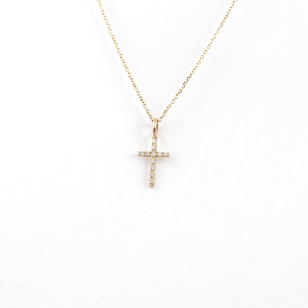 Pendentif croix diamant en or, petit collier croix diamant, breloque ...
