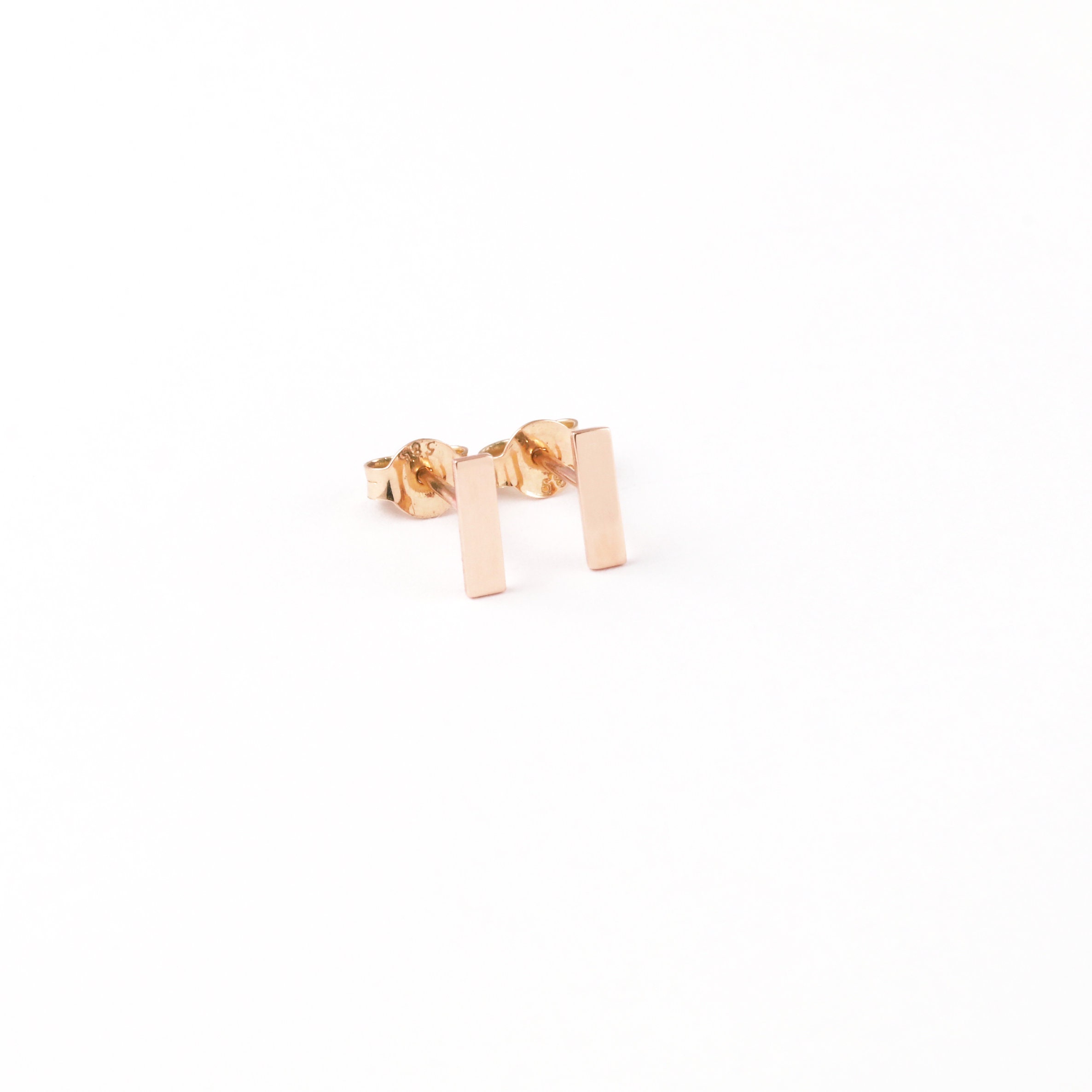 Solid Gold Rectangle Stud Earrings: Minimalist Geometric Jewelry - Etsy