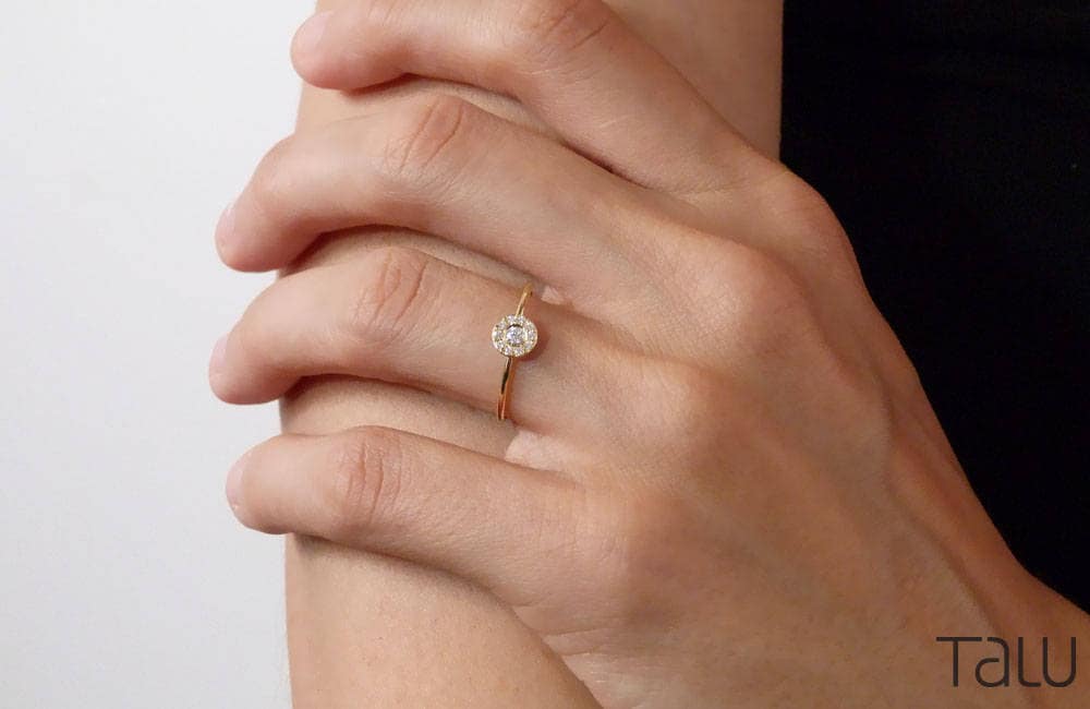 Proposal Ring Gold Diamond Ring for Anniversary Wedding Gift | Etsy