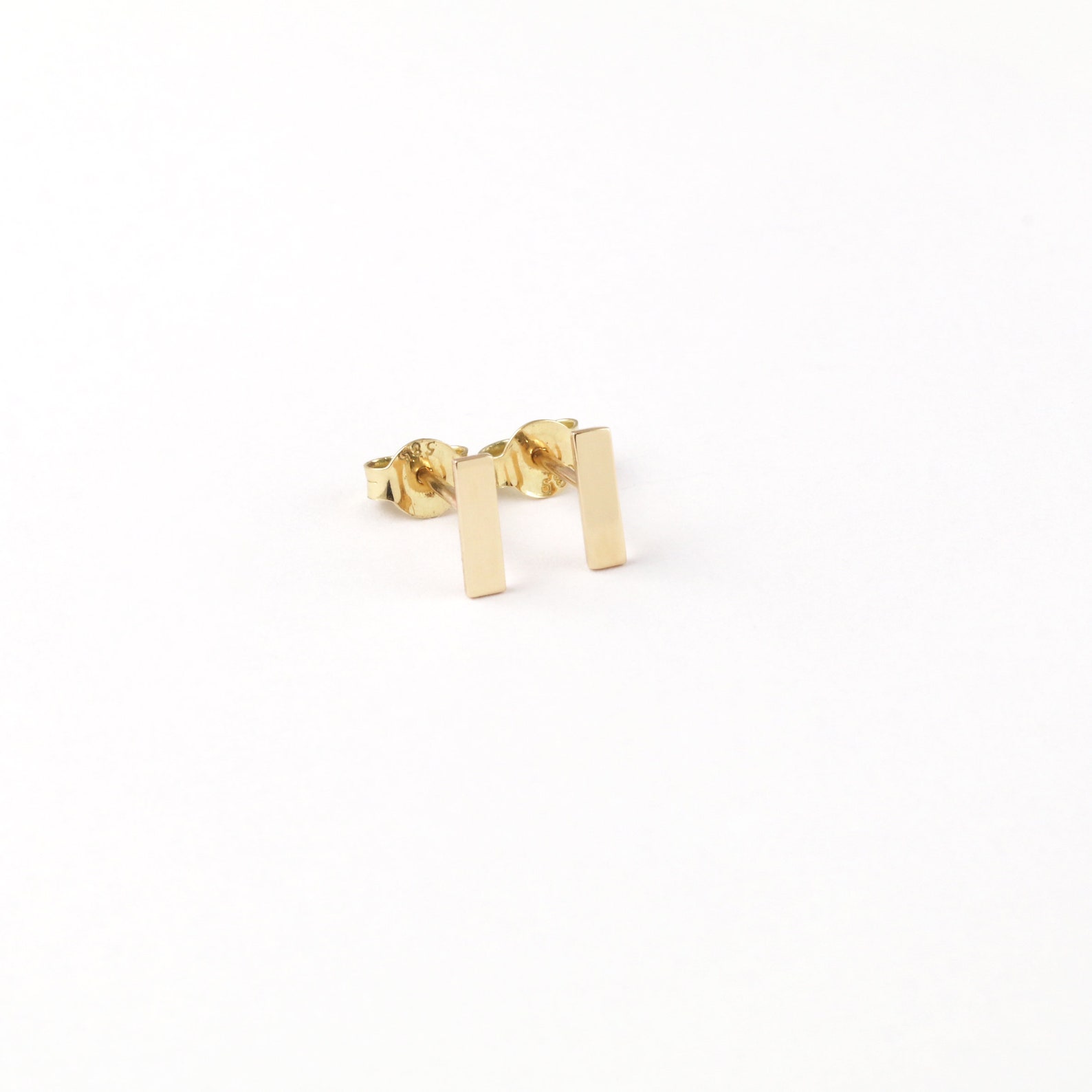 Solid Gold Rectangle Stud Earrings: Minimalist Geometric Jewelry - Etsy