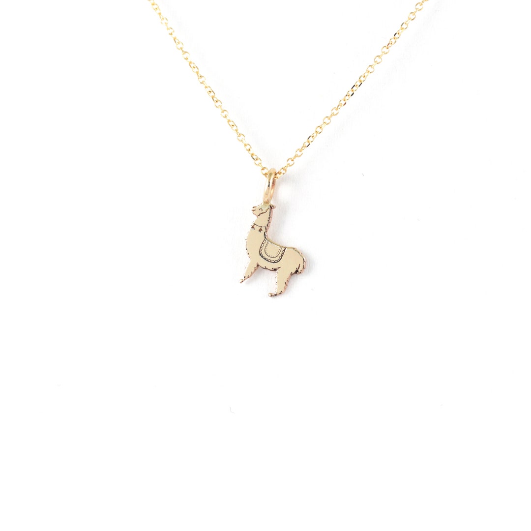 Solid Gold Llama Necklace, Alpaca Pendant, Unique Animal Jewelry ...