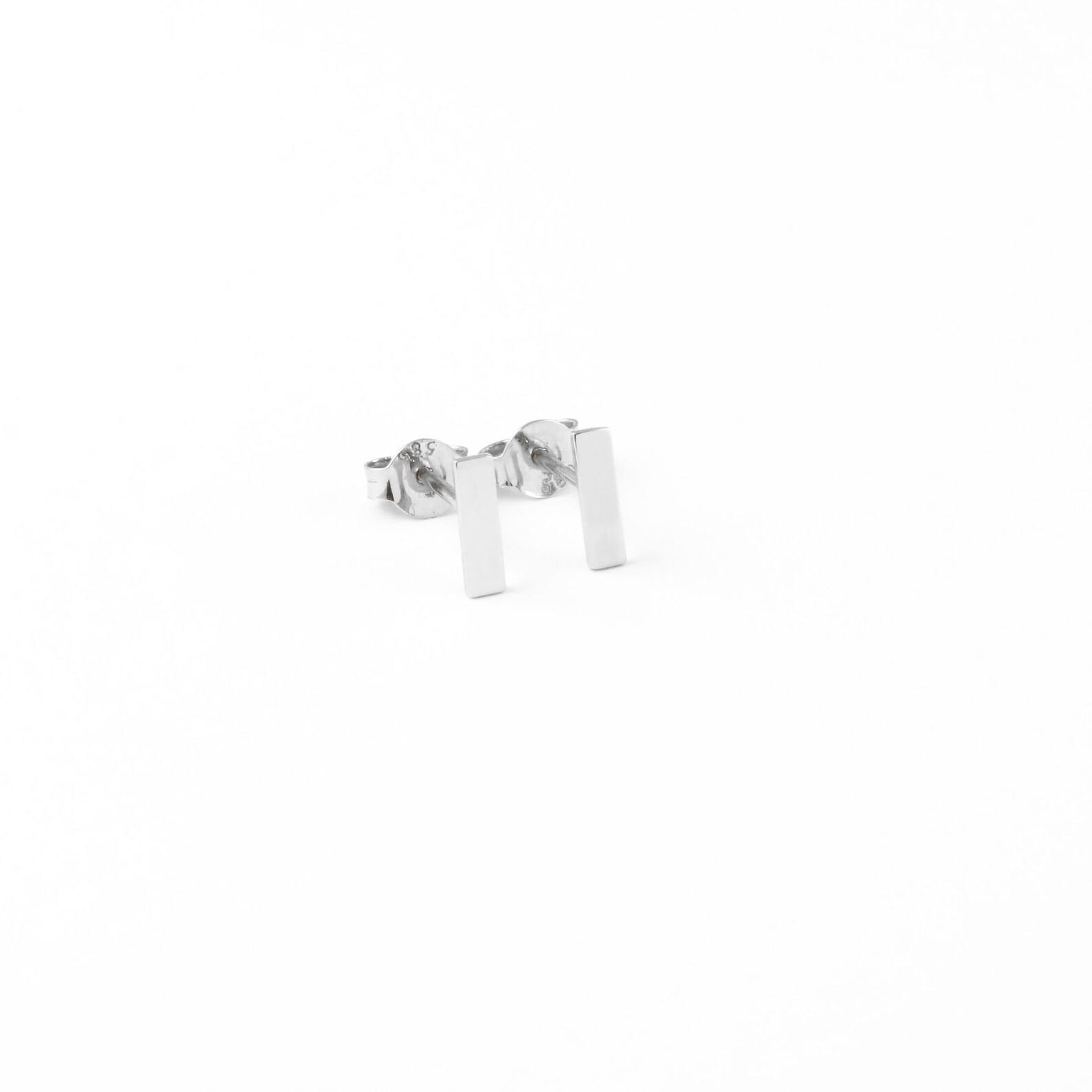 Solid Gold Rectangle Stud Earrings: Minimalist Geometric Jewelry - Etsy