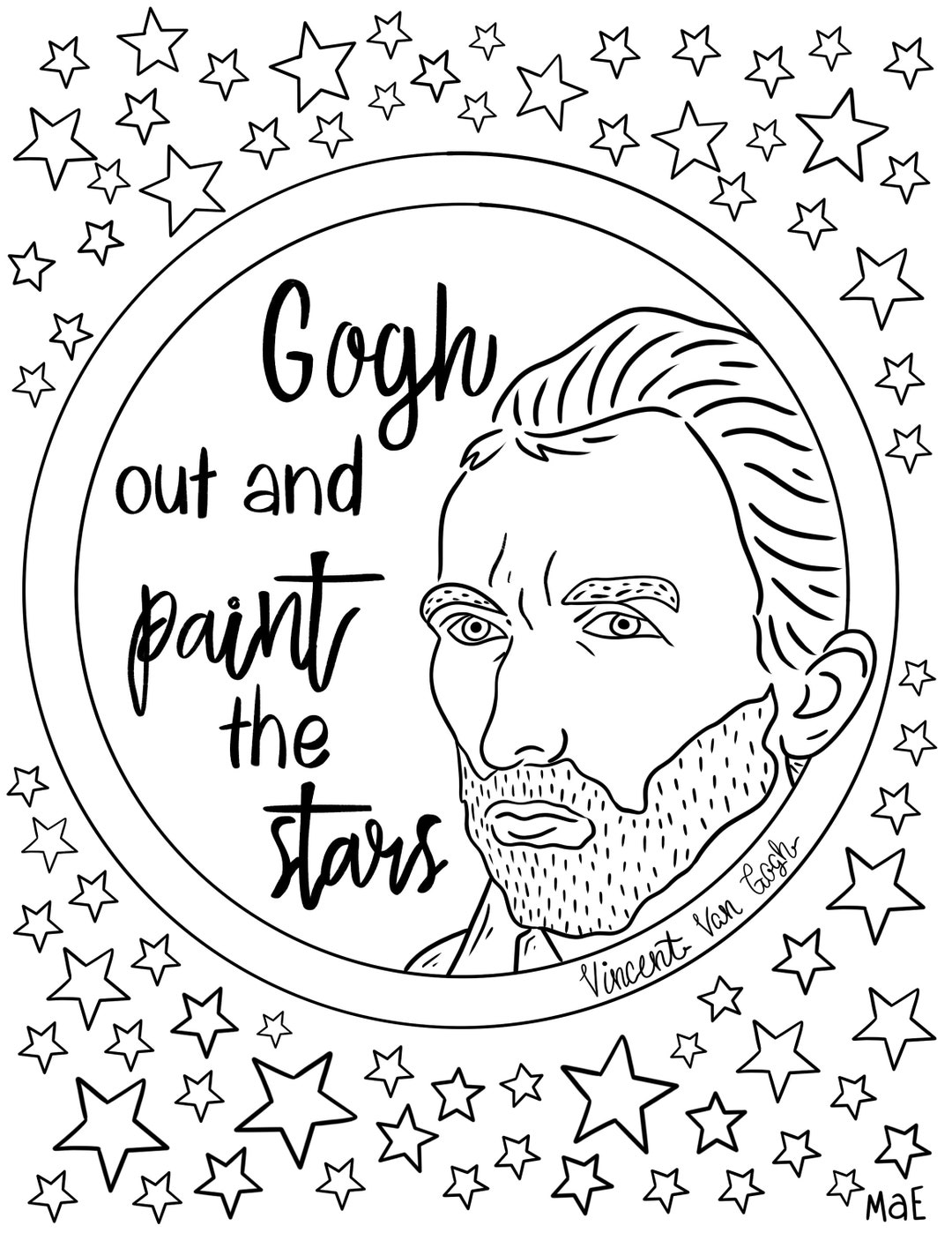 Vincent Van Gogh Coloring Pages - Etsy