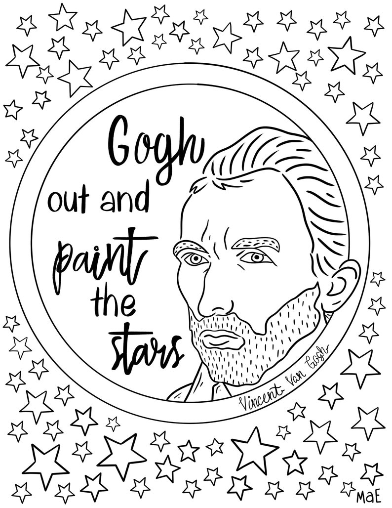 Vincent Van Gogh Coloring Pages - Etsy