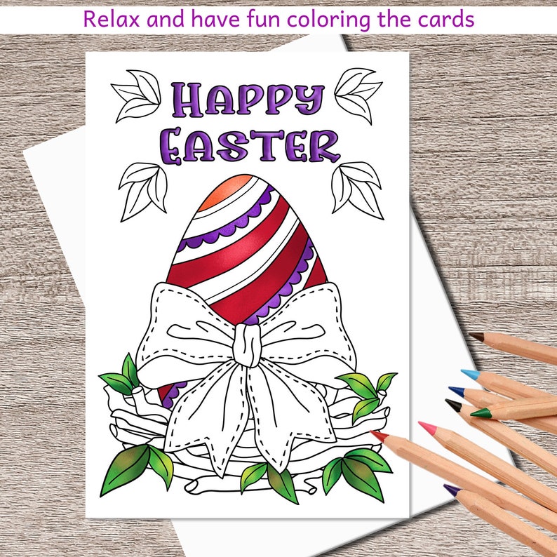 Printable Easter Coloring Cards, Instant Downloadable Cards to Print at ...