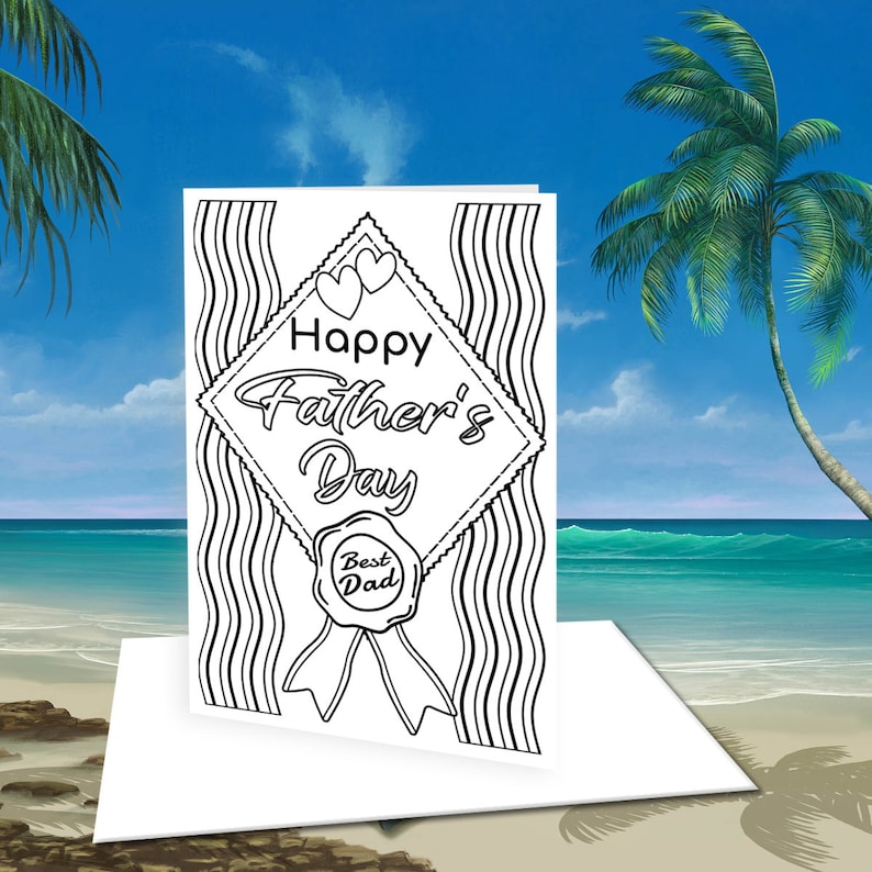 Printable Father's Day Coloring Cards, Instant Downloadable Cards to ...