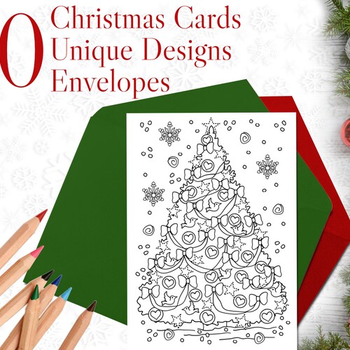 Christmas Coloring Cards for Kids 5 Cute Animal Designs | Etsy