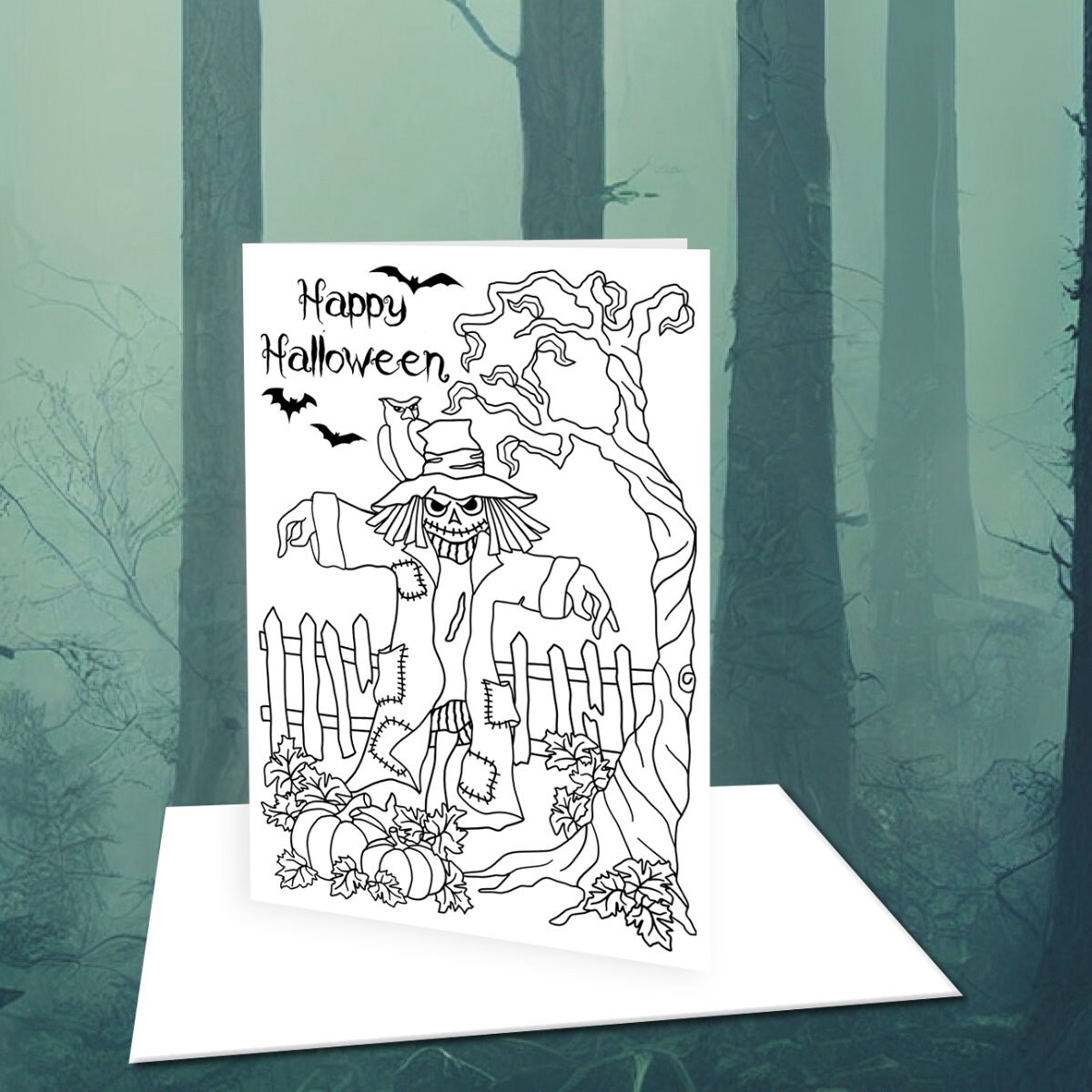 Printable Halloween Coloring Cards, Instant Downloadable Cards to Print ...