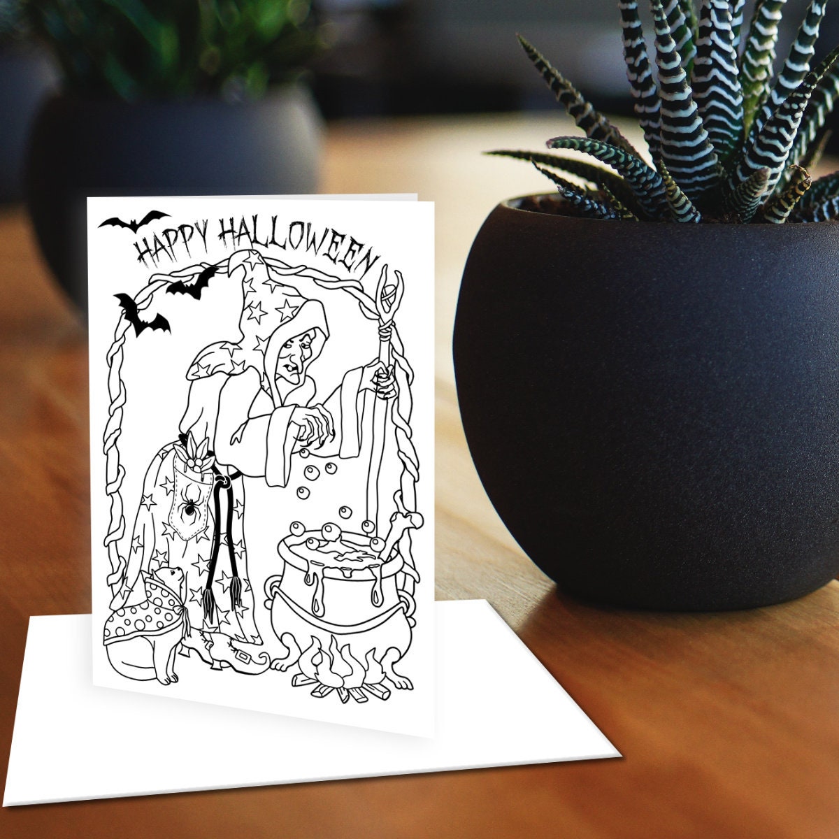 Printable Halloween Coloring Cards, Instant Downloadable Cards to Print ...
