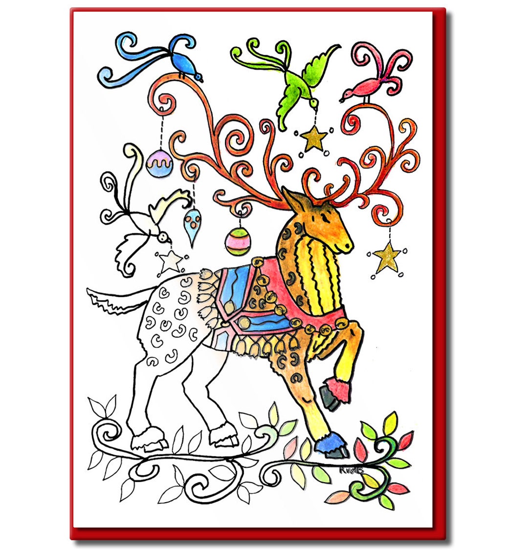 Art Eclect Christmas Cards for Coloring by Adults and Children 20 Cards ...