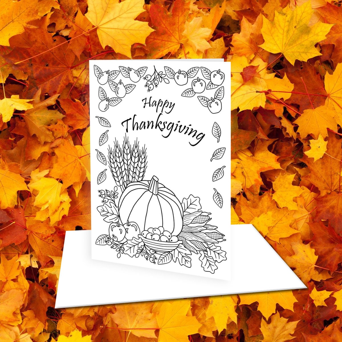 Printable Thanksgiving Coloring Cards, Instant Downloadable Cards to ...