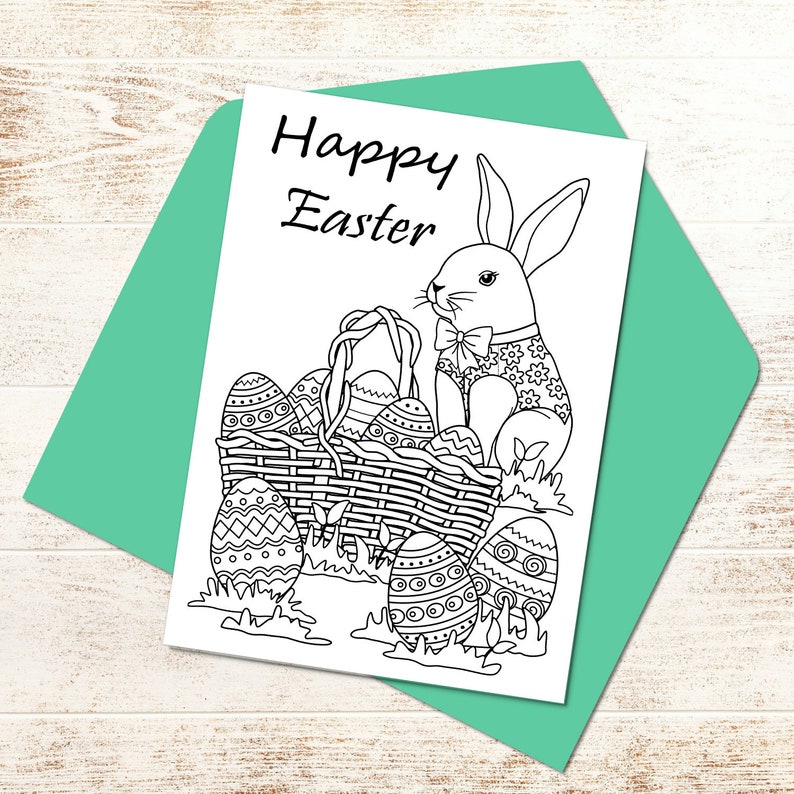 Printable Easter Coloring Cards, Instant Downloadable Cards to Print at ...