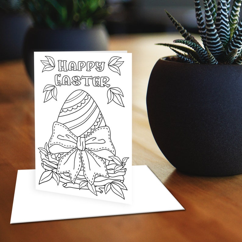 Printable Easter Coloring Cards, Instant Downloadable Cards to Print at ...