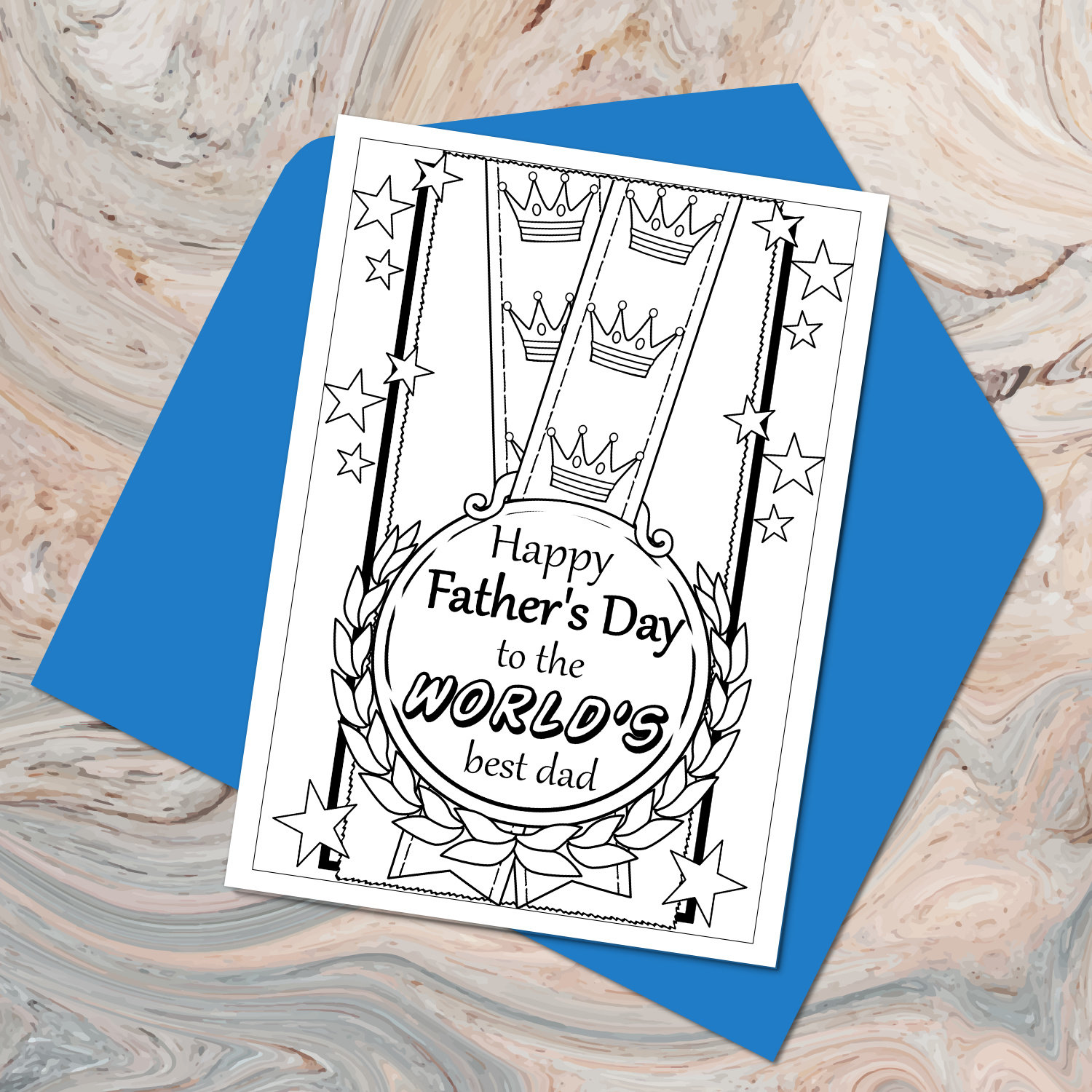 Printable Father's Day Coloring Cards, Instant Downloadable Cards to ...