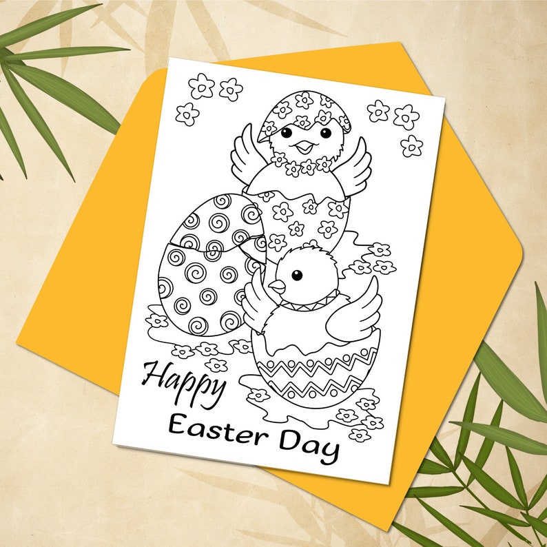 Printable Easter Coloring Cards, Instant Downloadable Cards to Print at ...