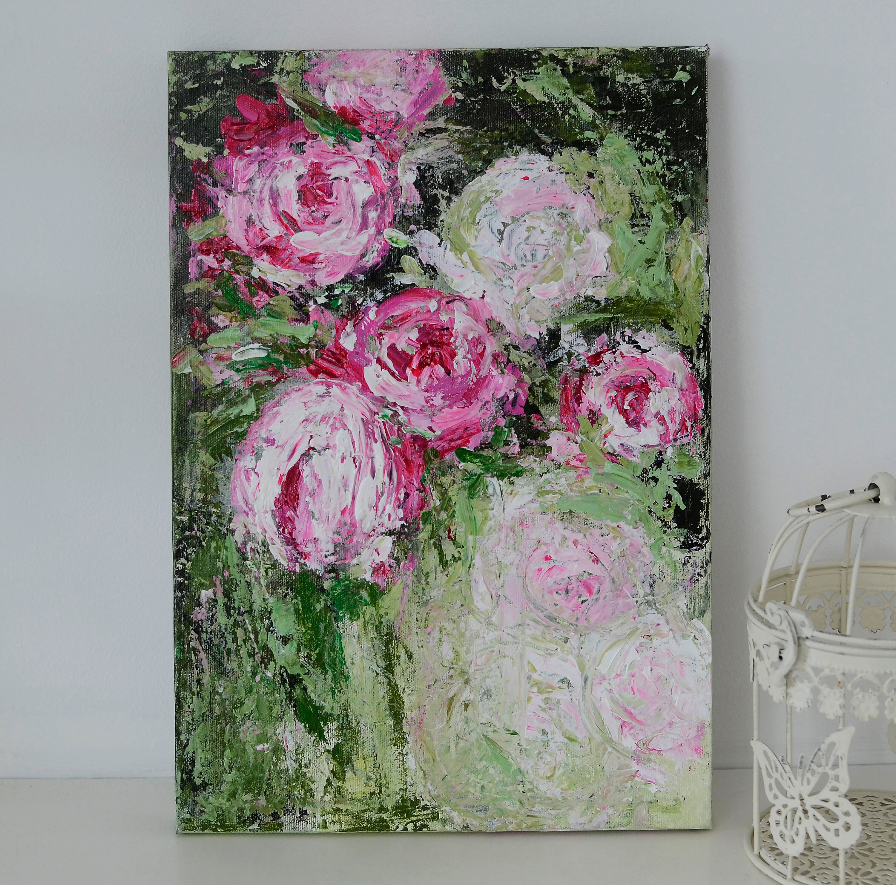 Abstract Flowers Painting on Canvas Roses Painting Floral - Etsy