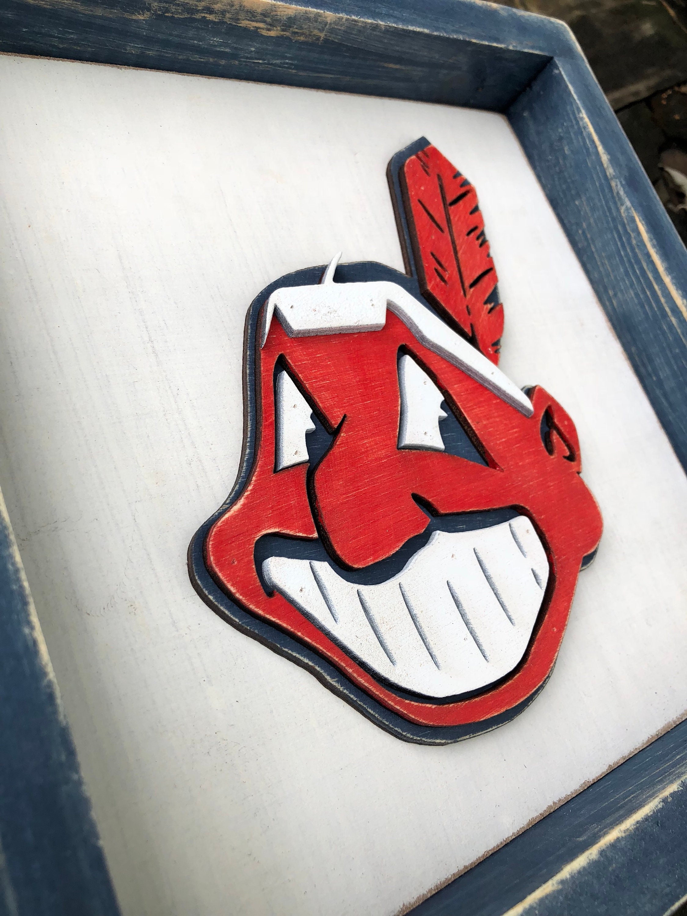 Chief Wahoo WAll Art Cleveland Indians — Hometown WoodWerksHometown ...