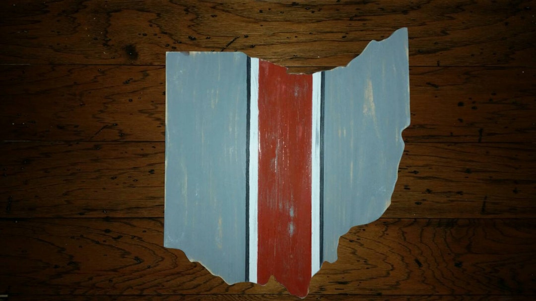 Distressed Ohio State Wall Art. OSU Wood Sign. Ohio State Buckeyes Wall ...