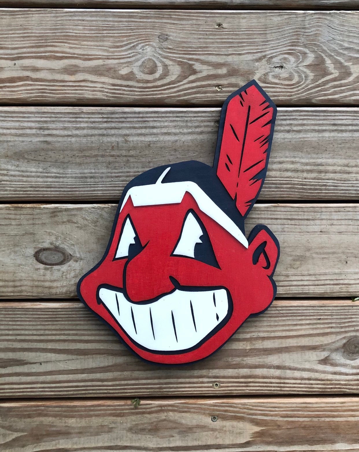 Chief Wahoo Wall Art Cleveland Indians — Hometown WoodWerksHometown ...