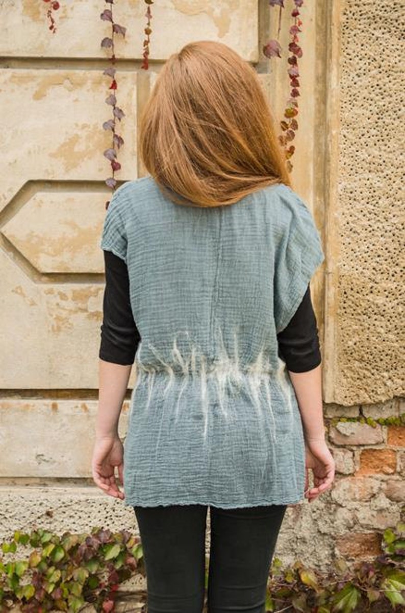 Vest With Felt Decorations/boho Style/soft Cotton Vest/sugar - Etsy