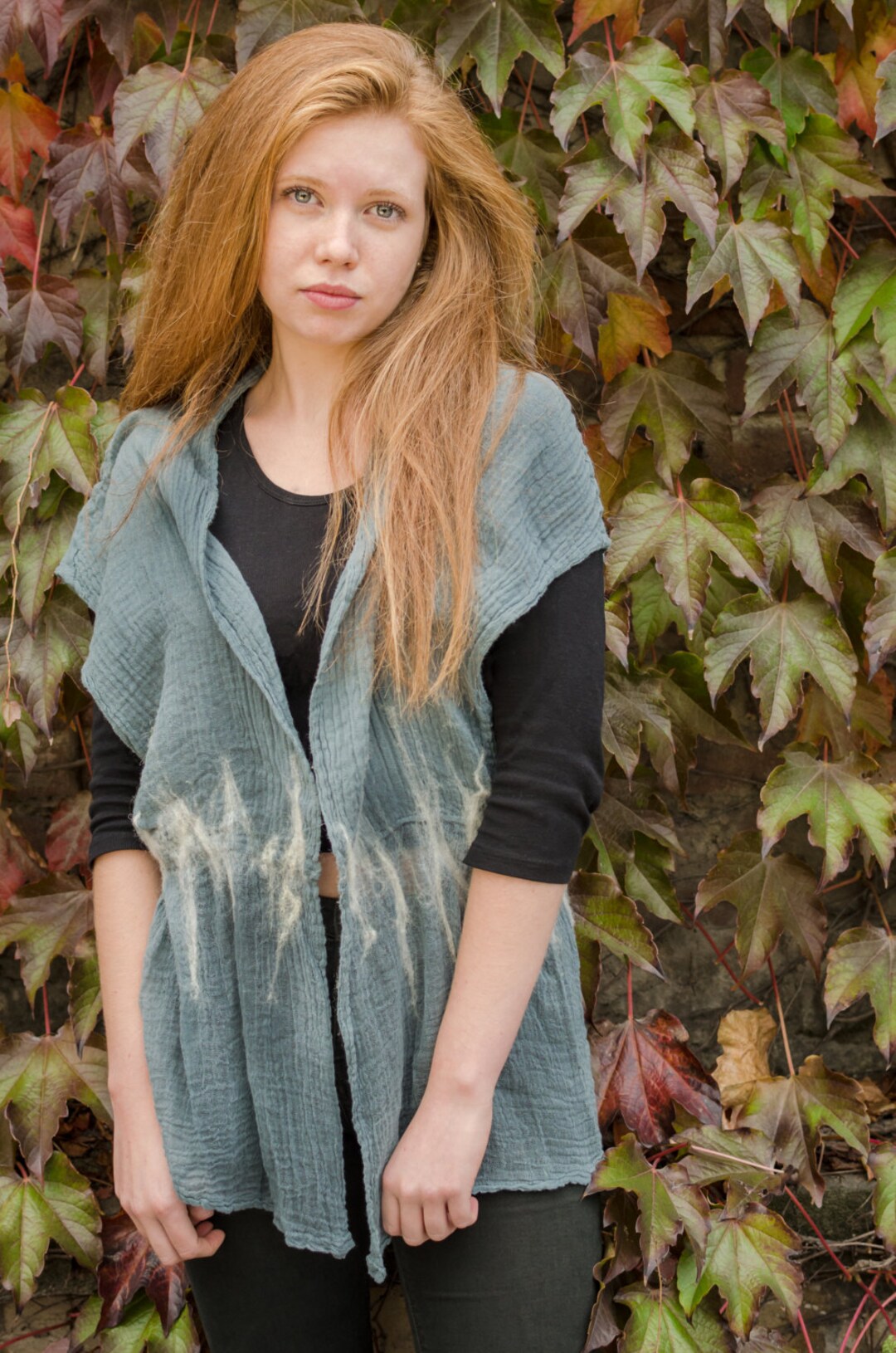 Vest With Felt Decorations/boho Style/soft Cotton Vest/sugar - Etsy