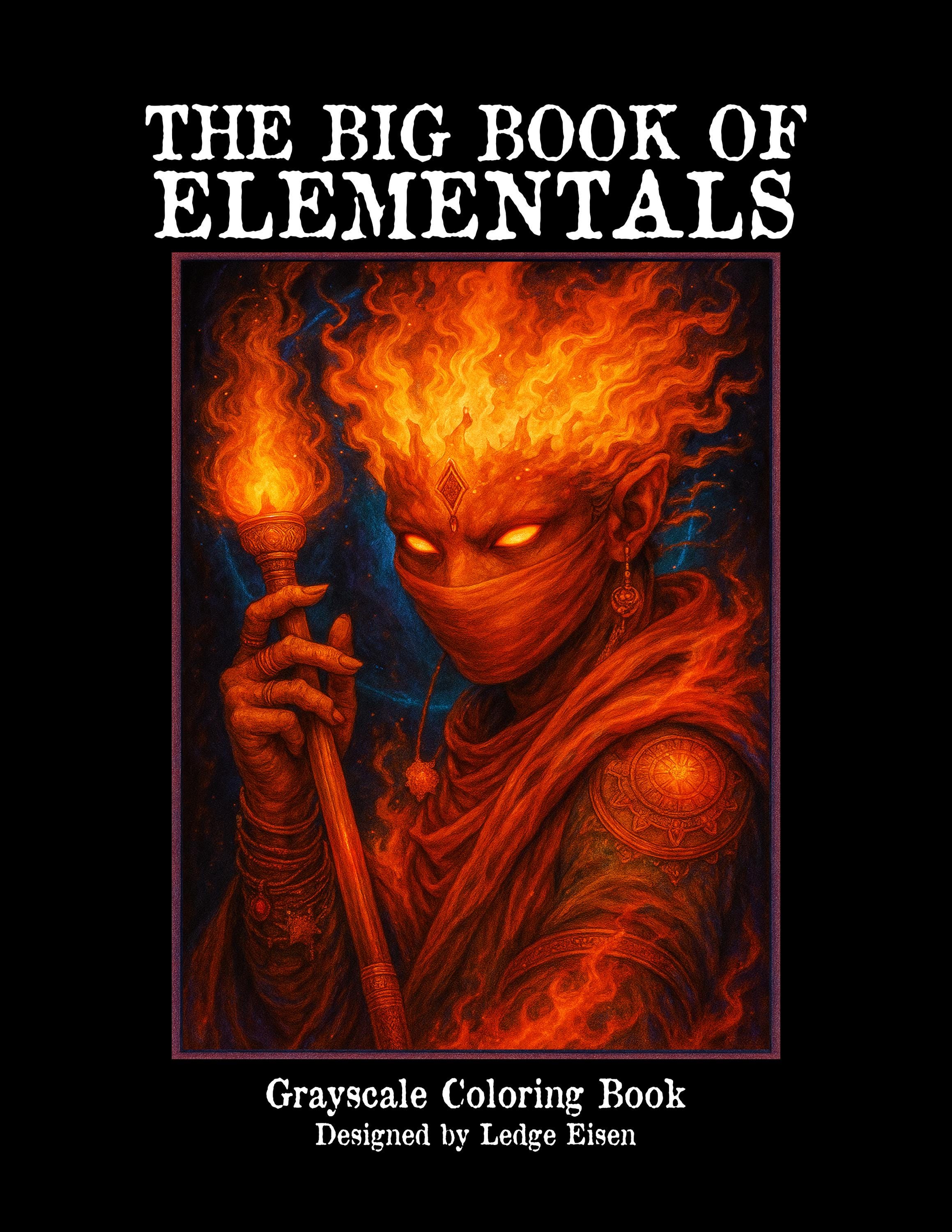 The Big Book of Elementals - Grayscale Coloring Book - Etsy