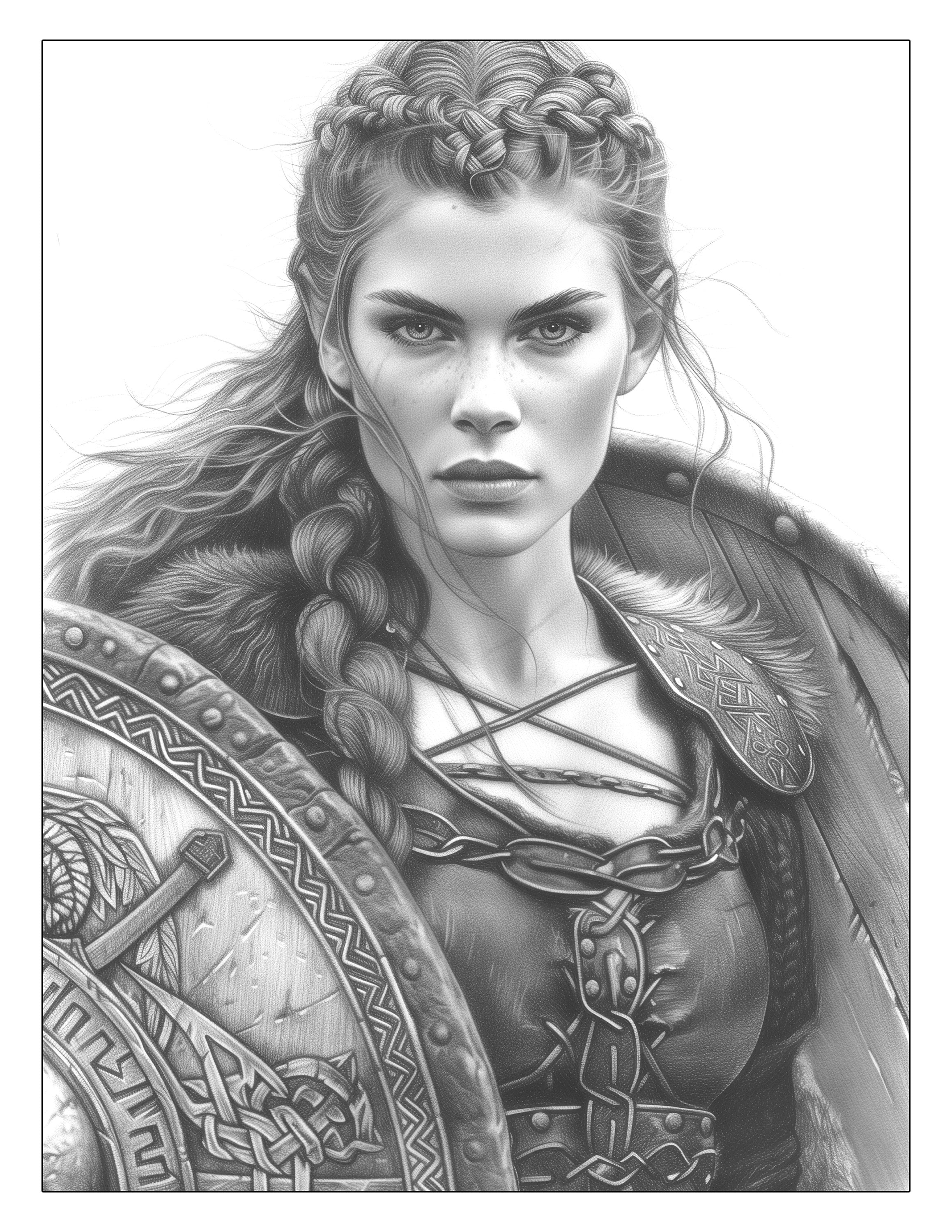 Nordheim Shield Maidens Grayscale Coloring Book - Etsy