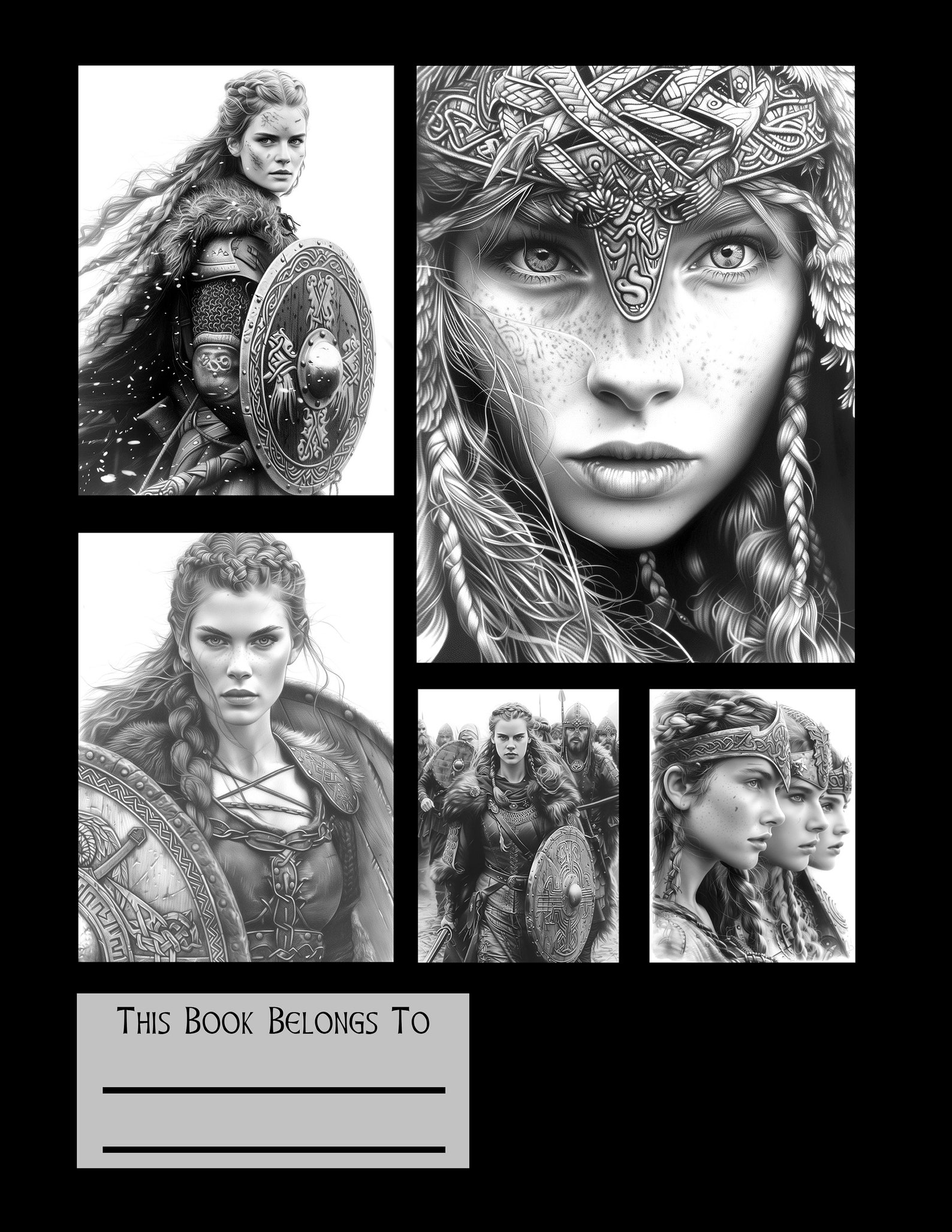 Nordheim Shield Maidens Grayscale Coloring Book - Etsy
