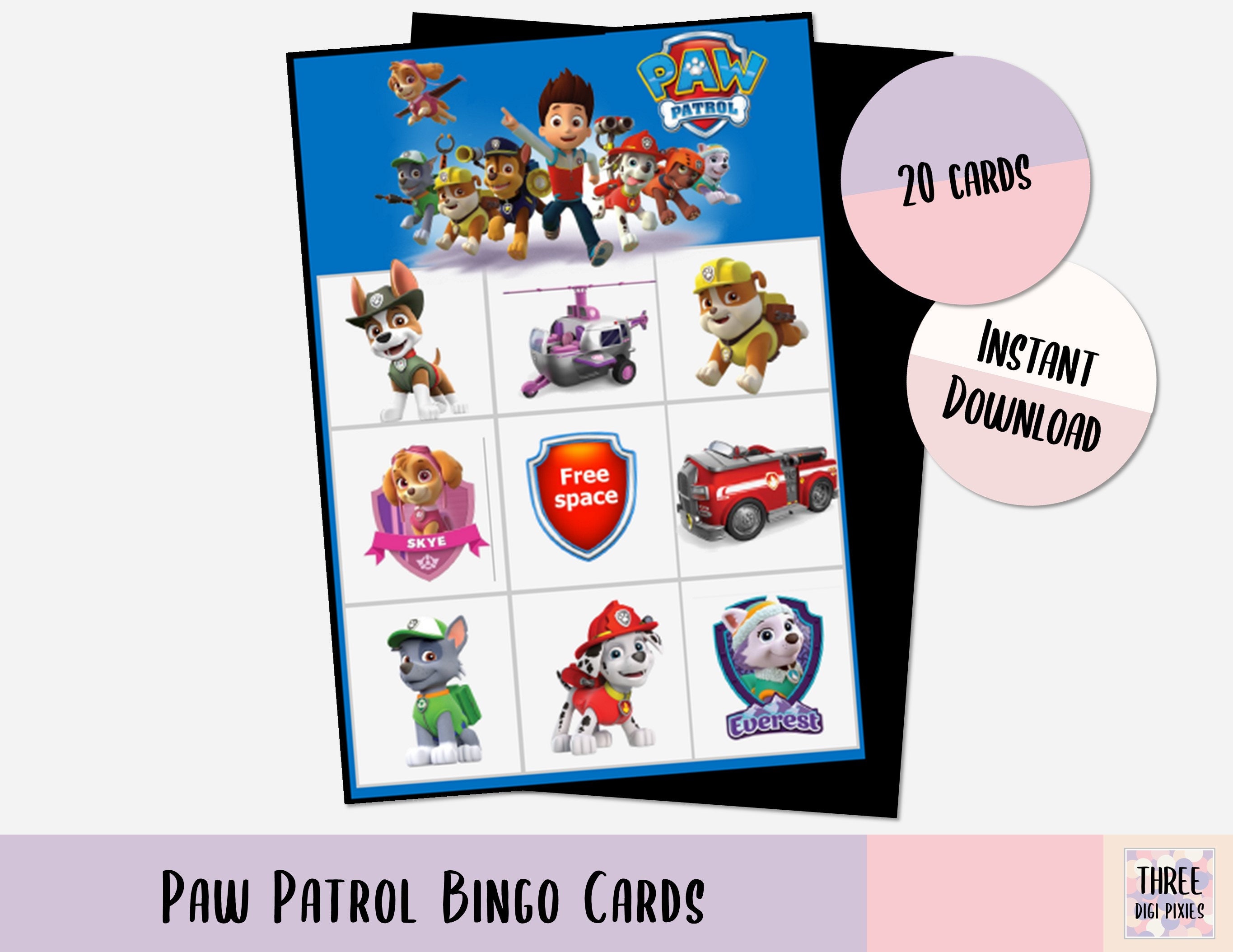 Paw Patrol Bingo Cards / Paw Patrol Party / Chase Marshall | Etsy