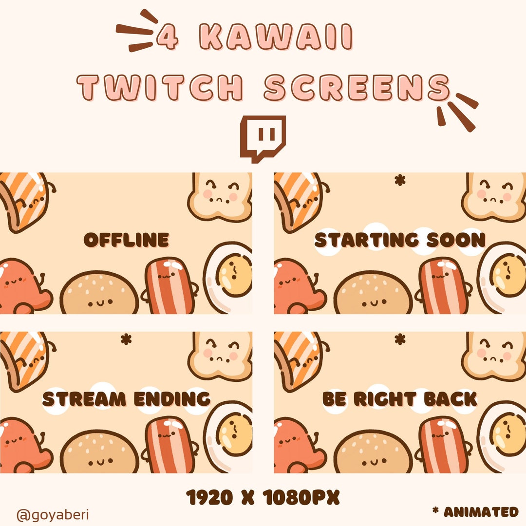 4 Kawaii Food Twitch Screens for Streaming Startingsoon/streamending ...