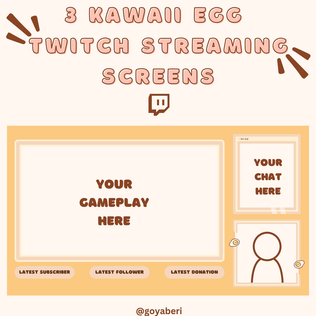3 Kawaii Egg Twitch Streaming Screens Family/child Friendly/beginner ...