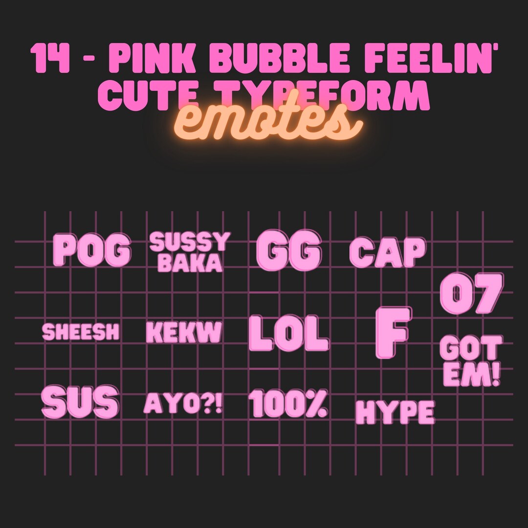 14 Twitch/discord Cute Bubble Typeform Chat Emotes for Streaming Blue ...