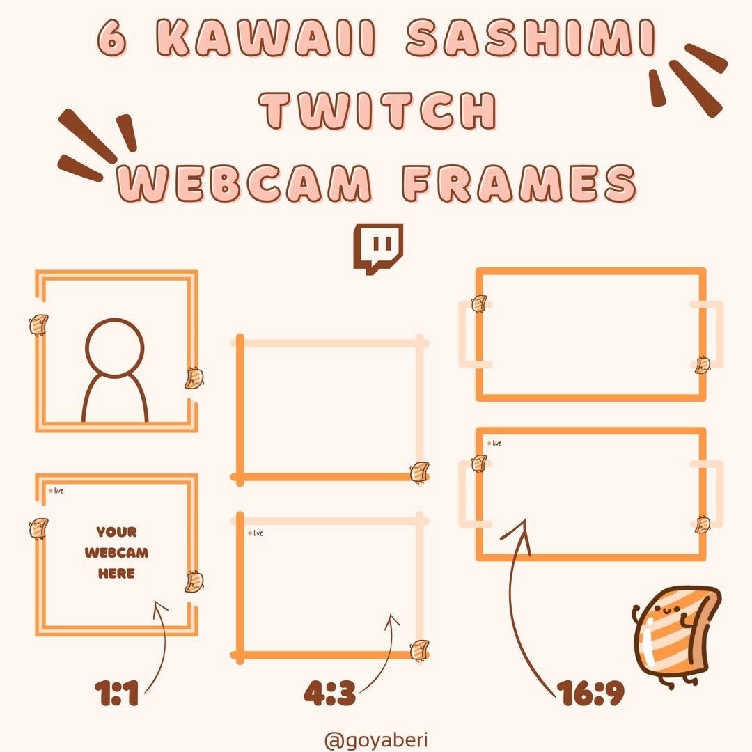 6 Kawaii Sashimi Twitch Webcam Frames for Streaming Family/child ...