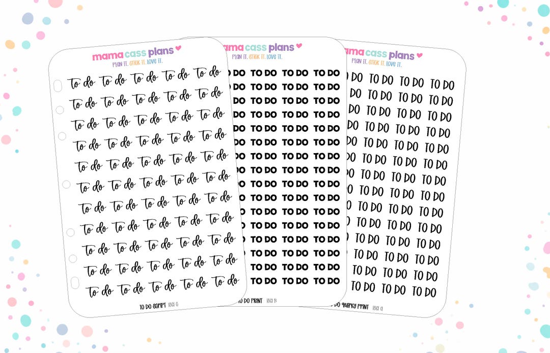 To Do Text Stickers - Etsy
