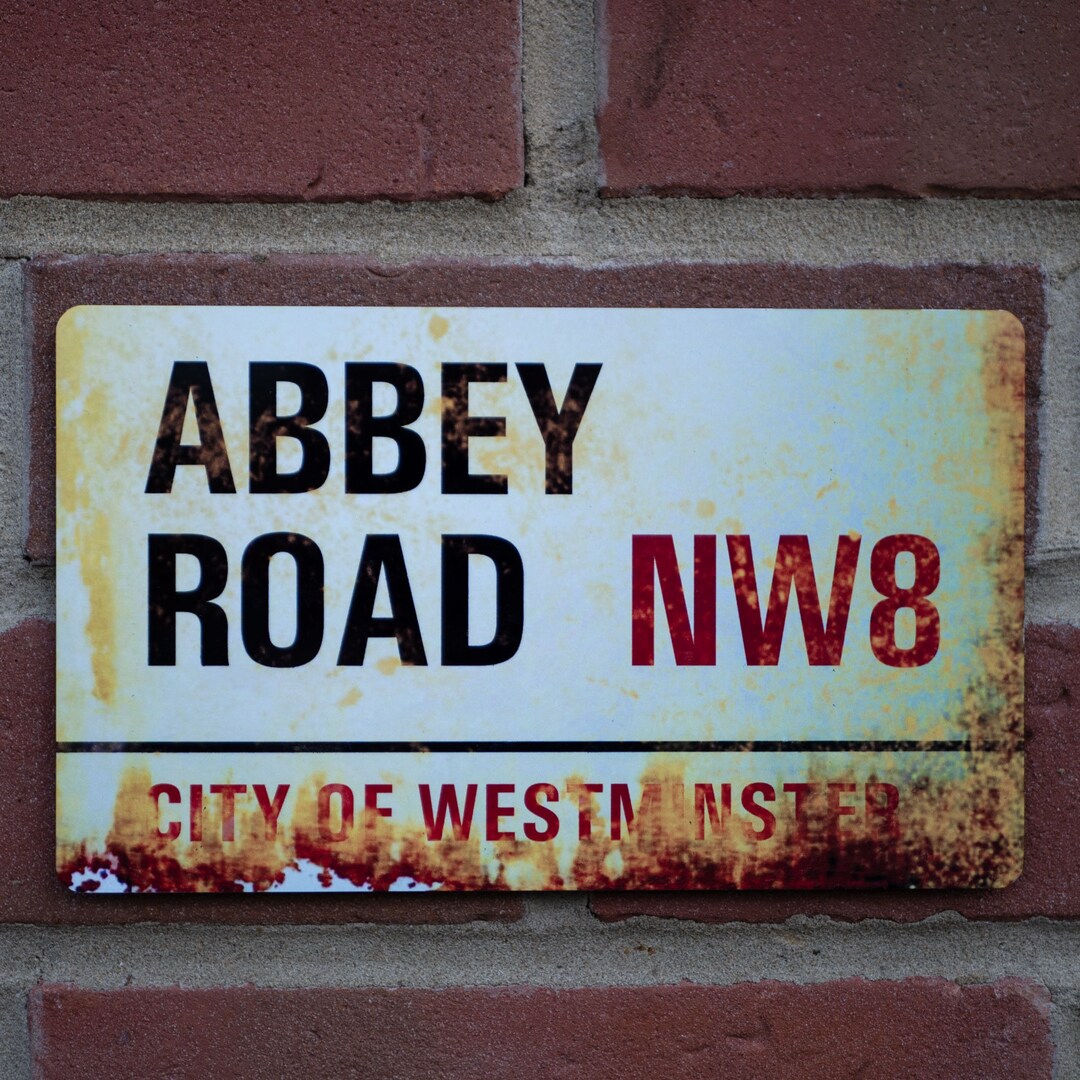 Abbey Road Distressed Aluminium Sign 200mm X 120mm X .5mm Dye ...