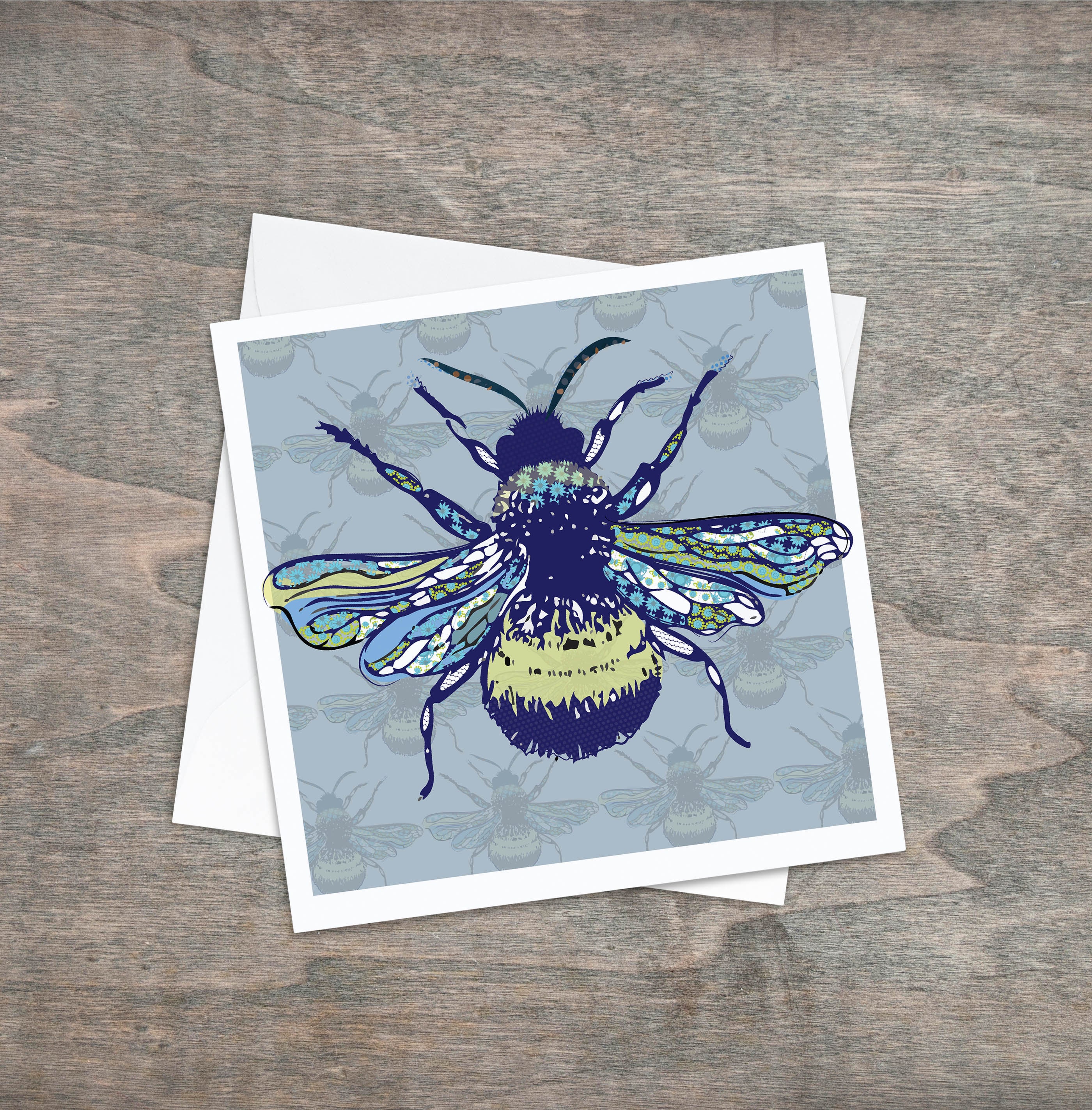Greetings Card Bee Patterned Bee Card bumble Bee recycled - Etsy