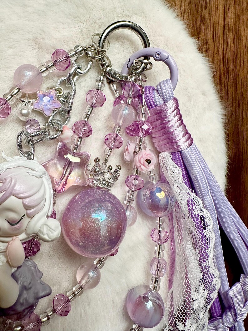 Purple Skul Pan Da Mini Figurine Keychain: Girl With Fancy Purple Bead ...